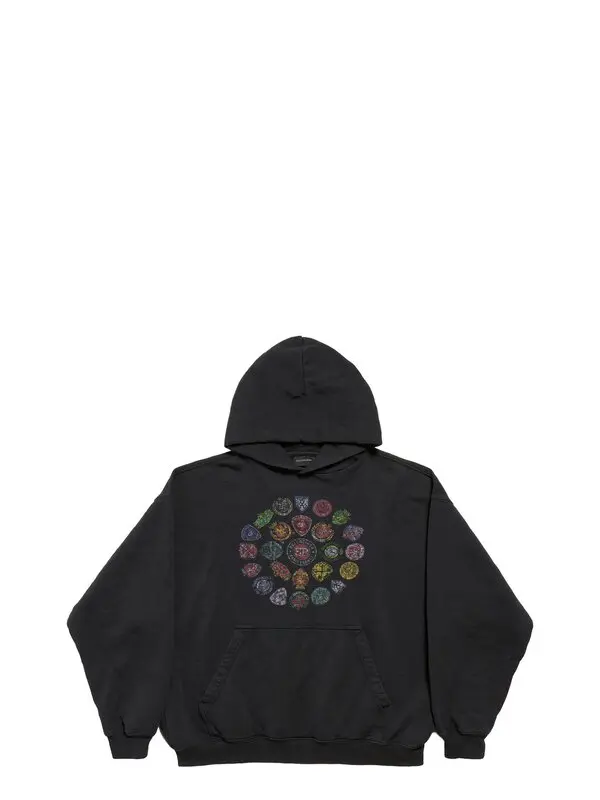 Balenciaga Spiral Crest Medium Fit Hoodie - Black