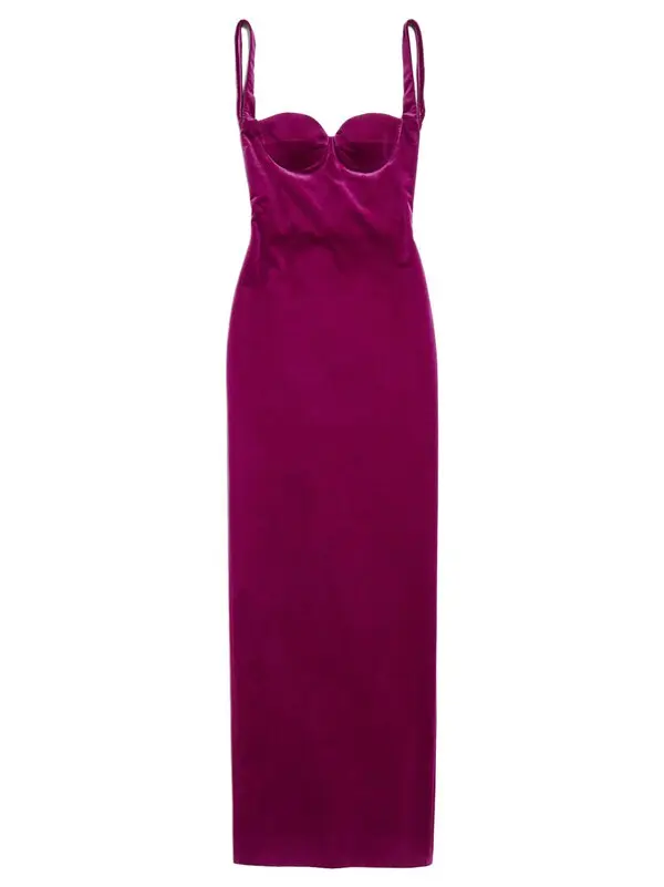 Balenciaga Fitted Velvet Jersey Gown - Purple
