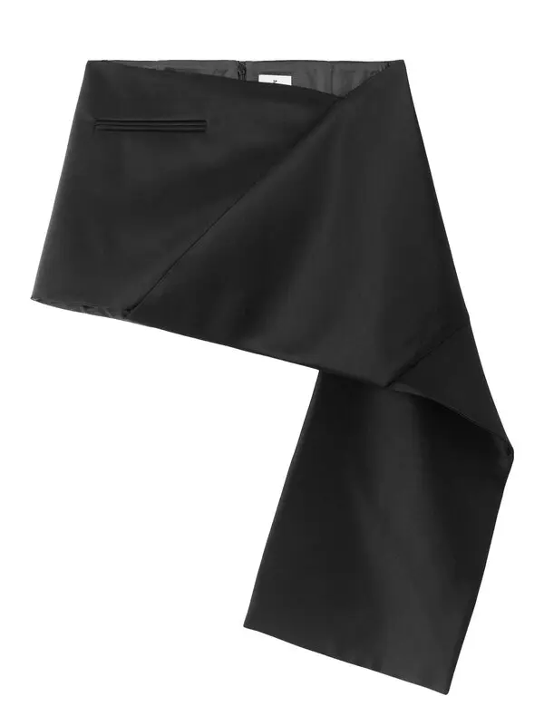 COURREGES Wrap-effect Asymmetric Satin Mini Skirt - Black