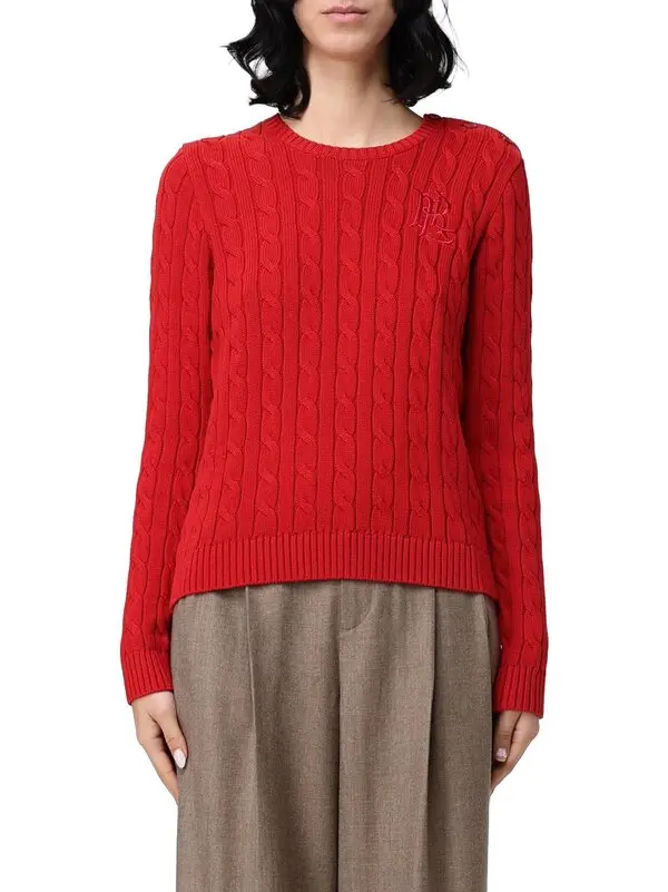 Ralph Lauren Cable Knit Sweater With Button Detail - Red