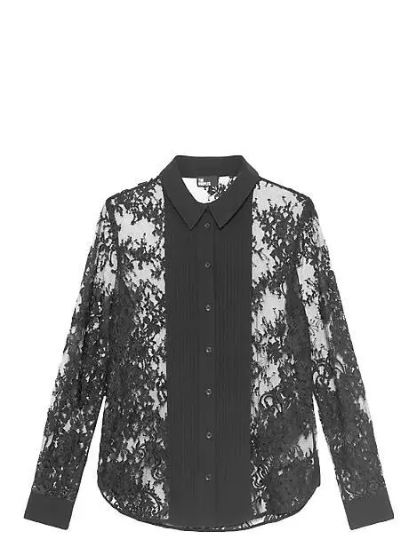 The Kooples Floral Lace Shirt - Black