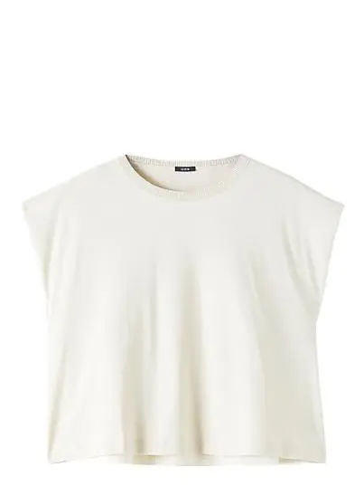 JOSEPH Cropped Cotton-jersey T-shirt With Poplin Panel - Seashell