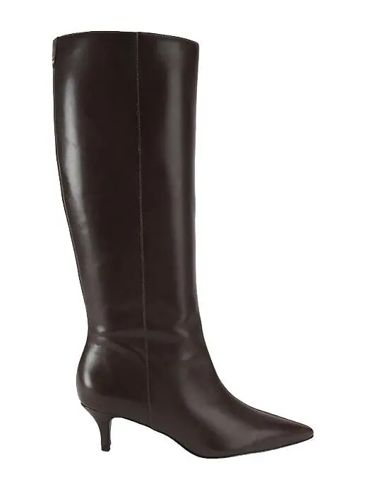 Carvela Venice Leather Knee-high Heeled Boots - Dark Brown