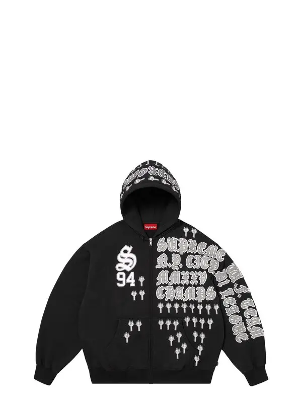 Supreme League Champs Zip Up Hooded Sweatshirt - Black