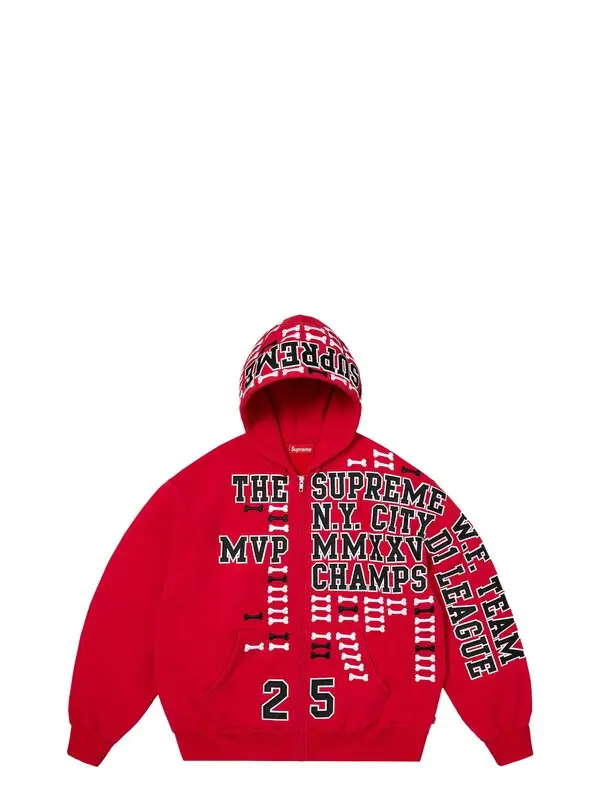 Supreme League Champs Zip Up Hoodie - Red