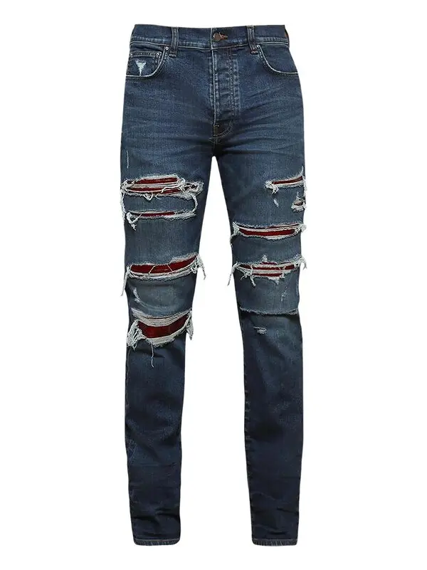 Amiri Croc Slim Thrasher Jean - Blue