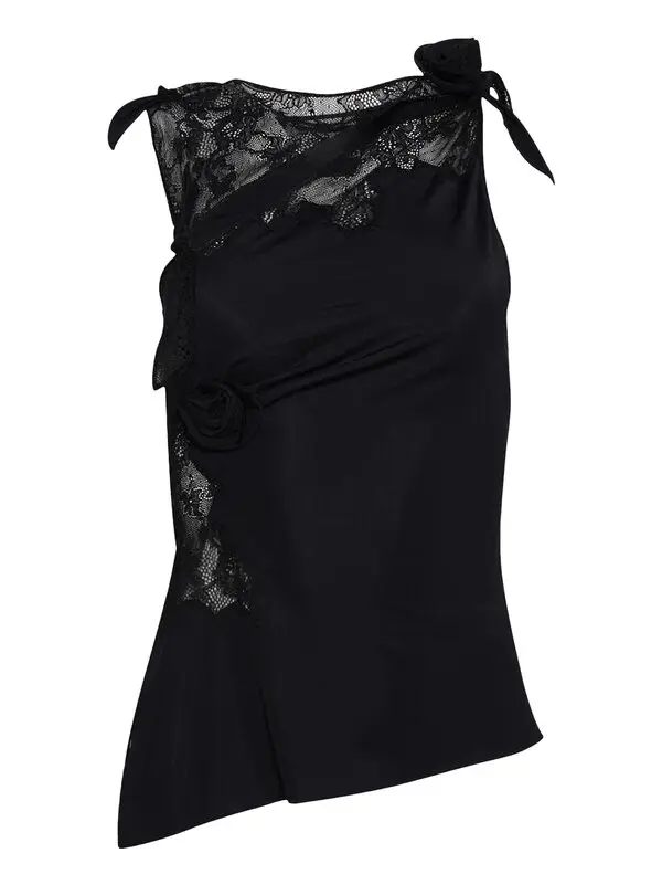 Coperni Lace Flower Top - Black