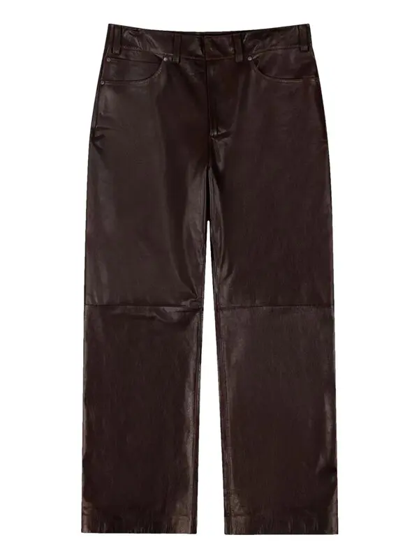 ENTIRE STUDIOS Leather Straight Leg Pant - Brown