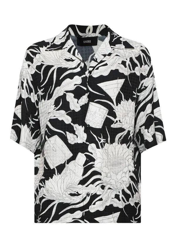 Amiri Floral Bowling Shirt - Black