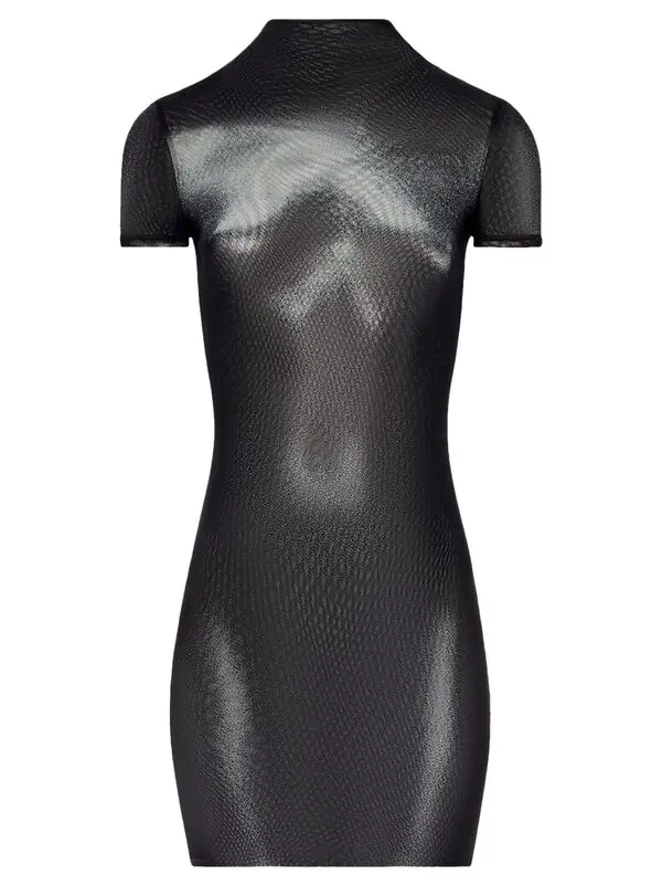 Jean Paul Gaultier Mesh High Neck Mini Dress - Black