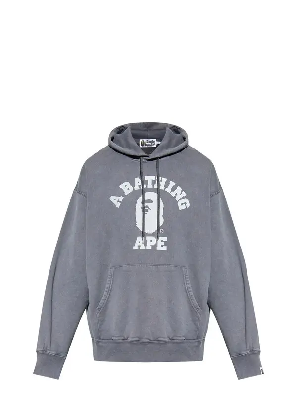 A BATHING APE Garment Dye College Pullover Hoodie - Grey