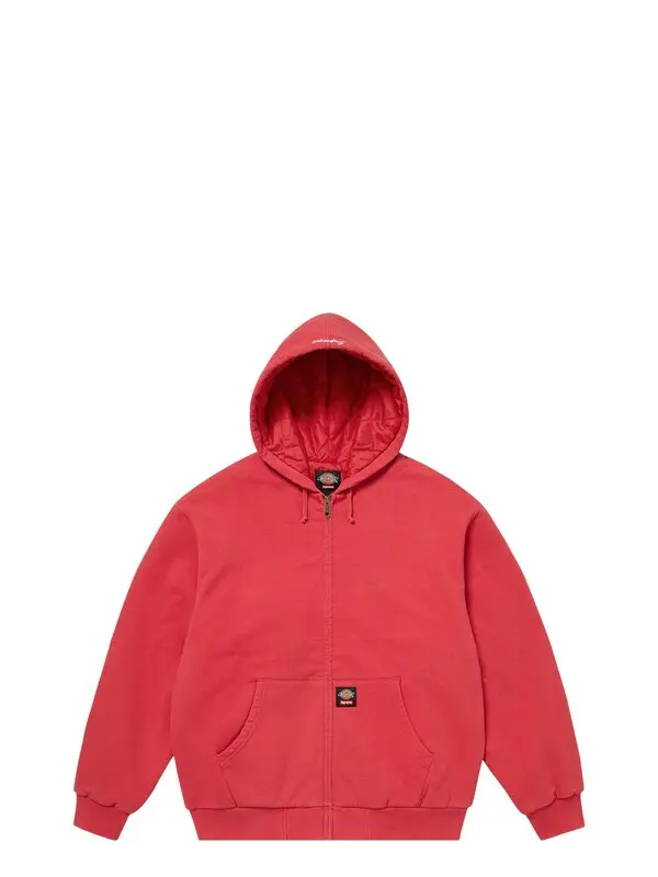Supreme X Dickies Quilted Lined Zip Up Hooded Sweatshirt - Red