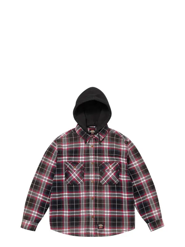 Supreme X Dickies Lined Zip Up Hooded Flannel Shirt - Black