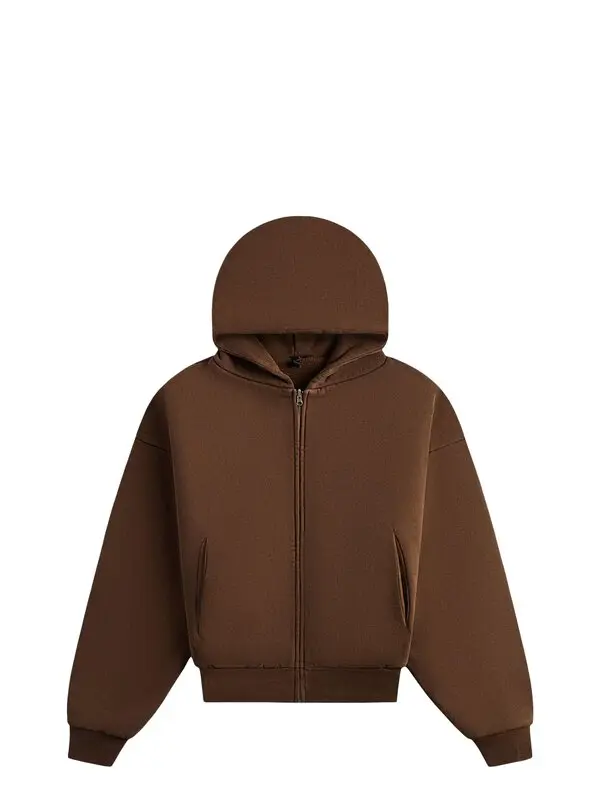 ENTIRE STUDIOS Thermal Full Zip Hoodie - Brown