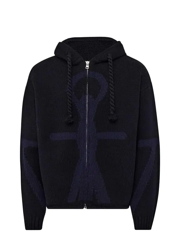 JW Anderson Zip Up Anchor Hoodie - Black