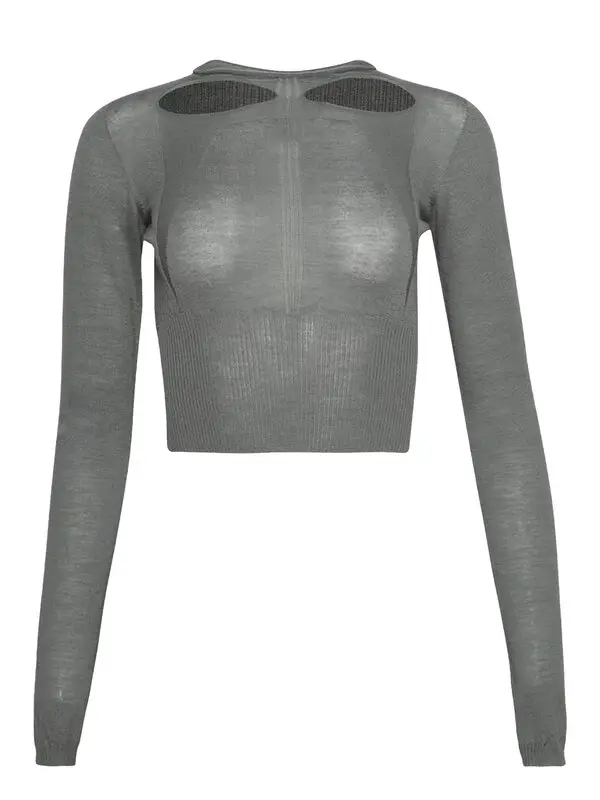 Rick Owens Slashed Cropped Long-sleeve Sweater - Blue