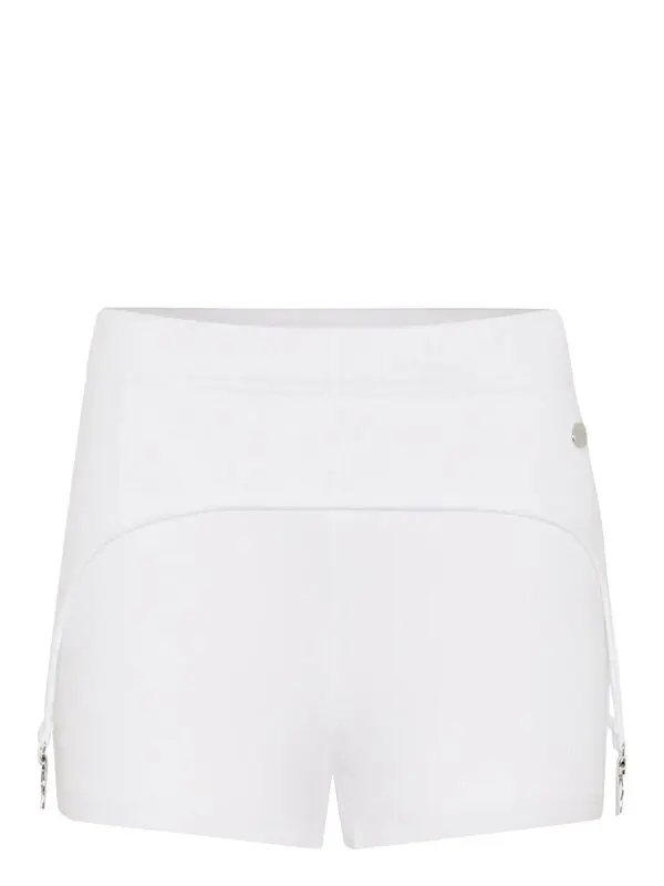 JEAN PAUL GAULTIER Cotton Ribbed Mini Short With Lingerie Garter - White