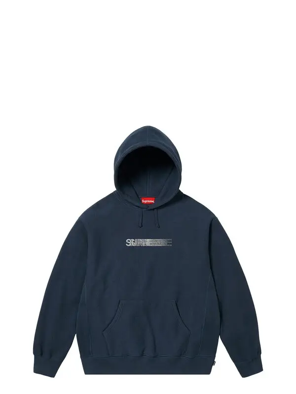 Supreme Hooded Sweatshirt With Swarovski Crystal Logo - Blue