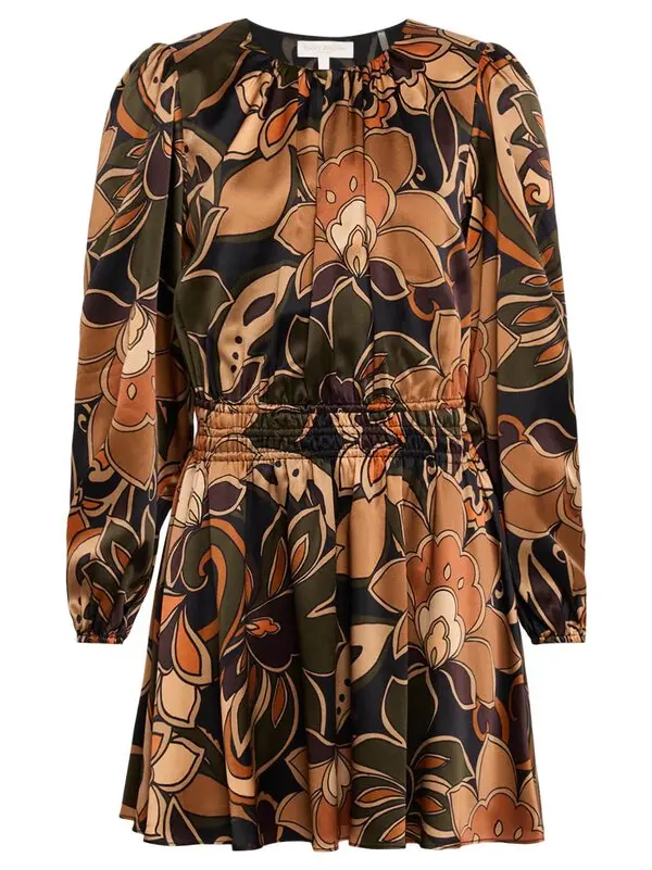 Ramy Brook Printed Silk Mini Dress - Boho Brown