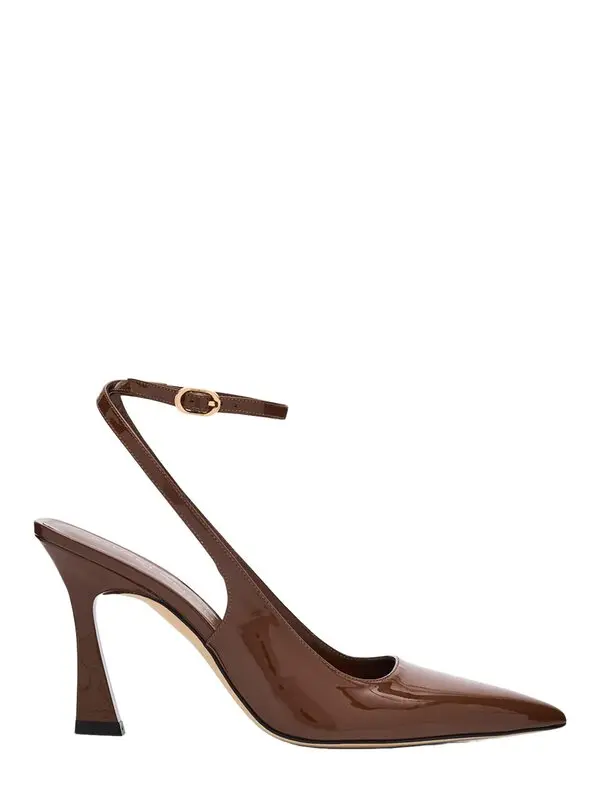 STUART WEITZMAN Patent Leather Ankle-strap Pumps - Walnut