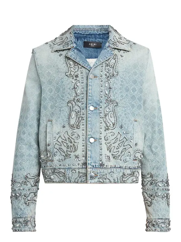Amiri Crystal Bandana Denim Jacket - Indigo
