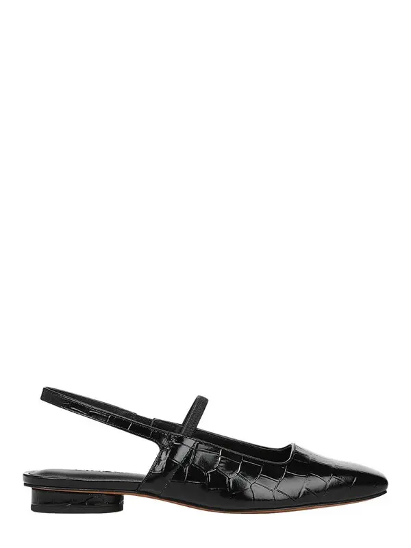Vince Croc-embossed Leather Slingback Flats - Black