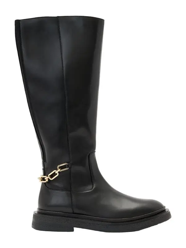 ALLSAINTS Escher Chain Leather Rider Boots - Black