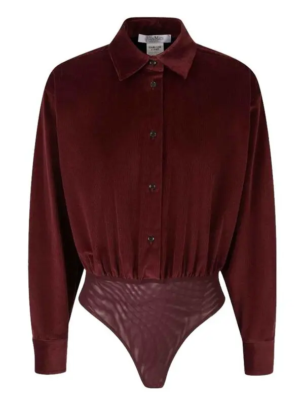 Max Mara Velvet Shirt Bodysuit - Red