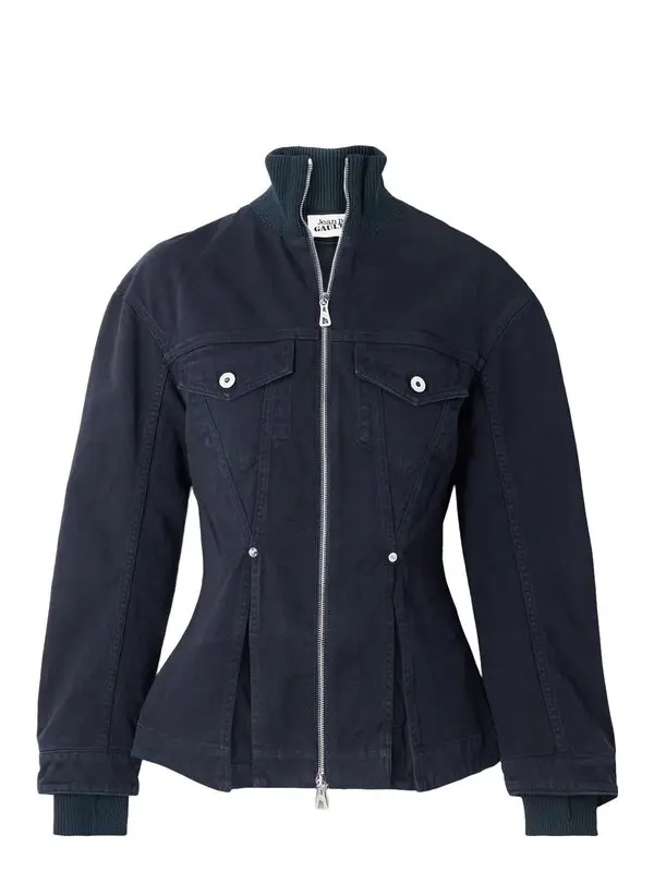 Jean Paul Gaultier Ribbed-knit Trimmed Denim Jacket - Blue