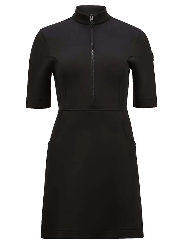 Moncler Neoprene Mini Dress With Patch - Black