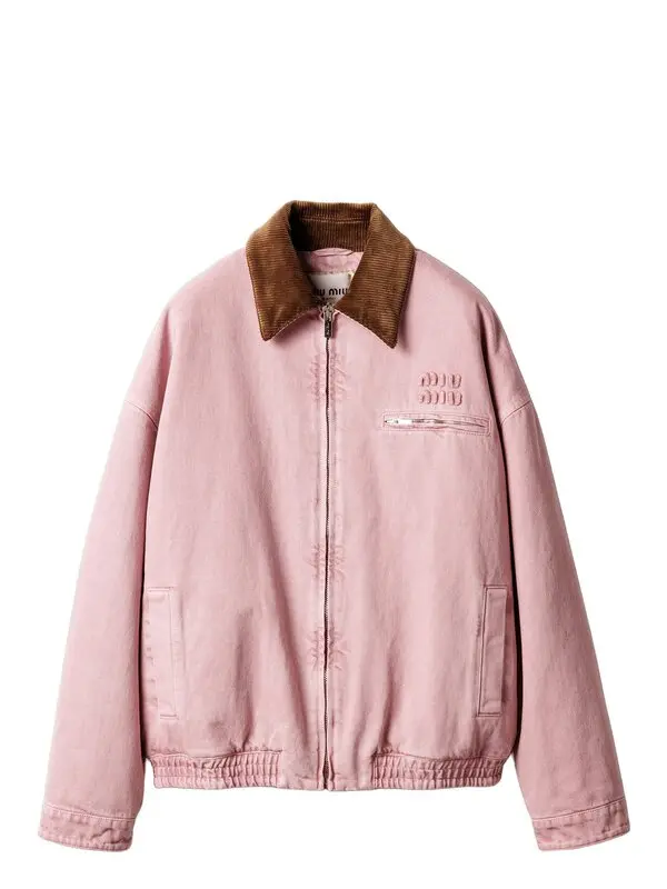 Miu Miu Padded Denim Blouson Jacket - Pink