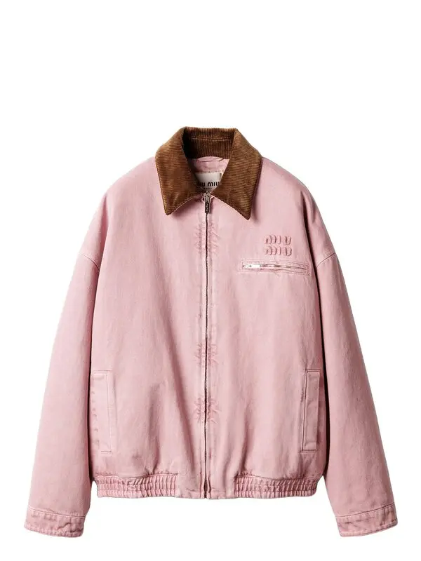 Miu Miu Padded Denim Blouson Jacket - Pink