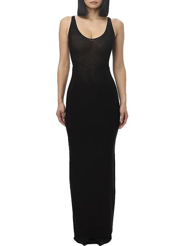 Naked Wardrobe Hourglass Mesh Tank Maxi Dress - Black