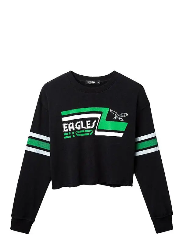 Junk Food Clothing Nfl Philadelphia Eagles Retro Crop Fleece - True Black