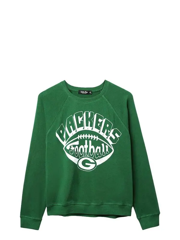 Junk Food Clothing Nfl Green Bay Packers Football Raglan Crew Fleece - Hunter