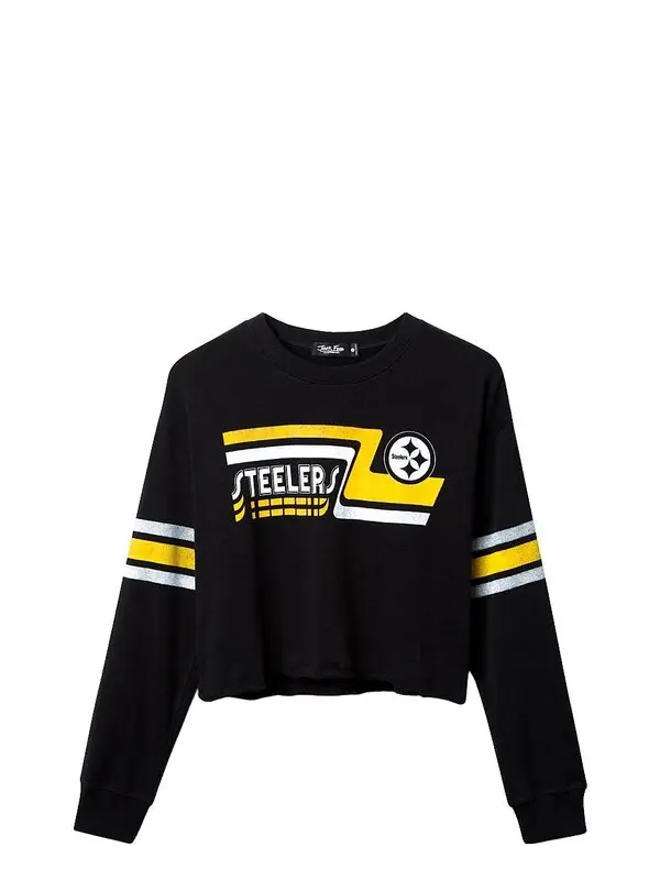 Junk Food Clothing Nfl Pittsburgh Steelers Retro Crop Fleece - True Black