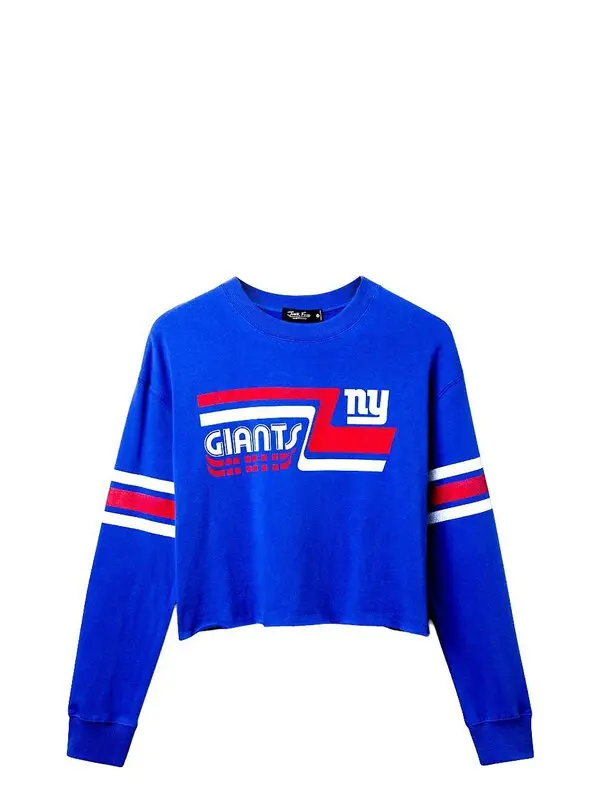 Junk Food Clothing Nfl New York Giants Retro Crop Fleece - Liberty