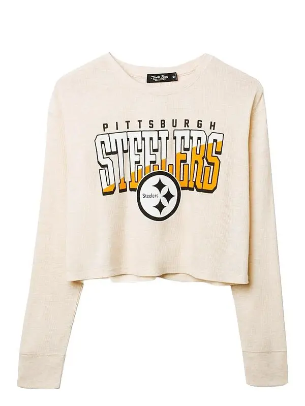 Junk Food Clothing Nfl Pittsburgh Steelers Slant Crop Thermal - Oatmeal