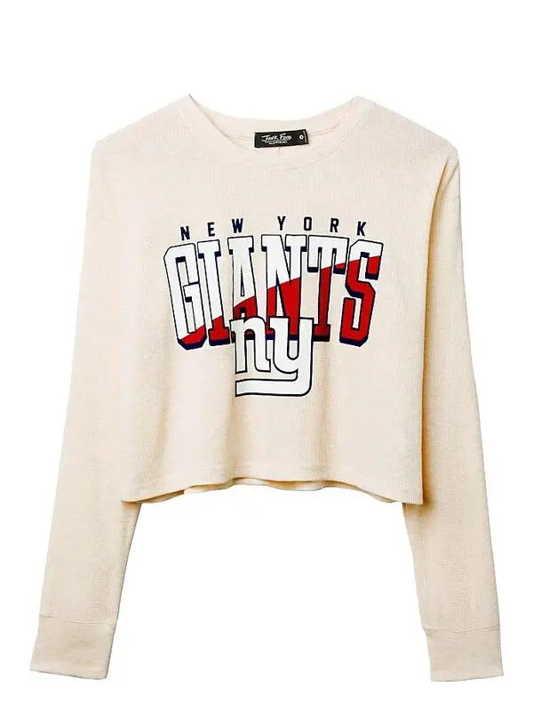 Junk Food Clothing Nfl New York Giants Slant Crop Thermal - Oatmeal