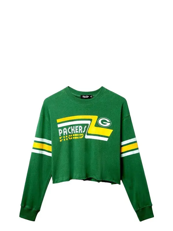 Junk Food Clothing Nfl Green Bay Packers Retro Crop Fleece - Hunter