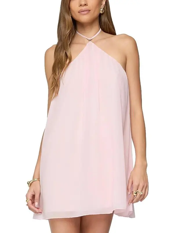 EDIKTED Emeline Backless Halter Mini Dress - Light Pink