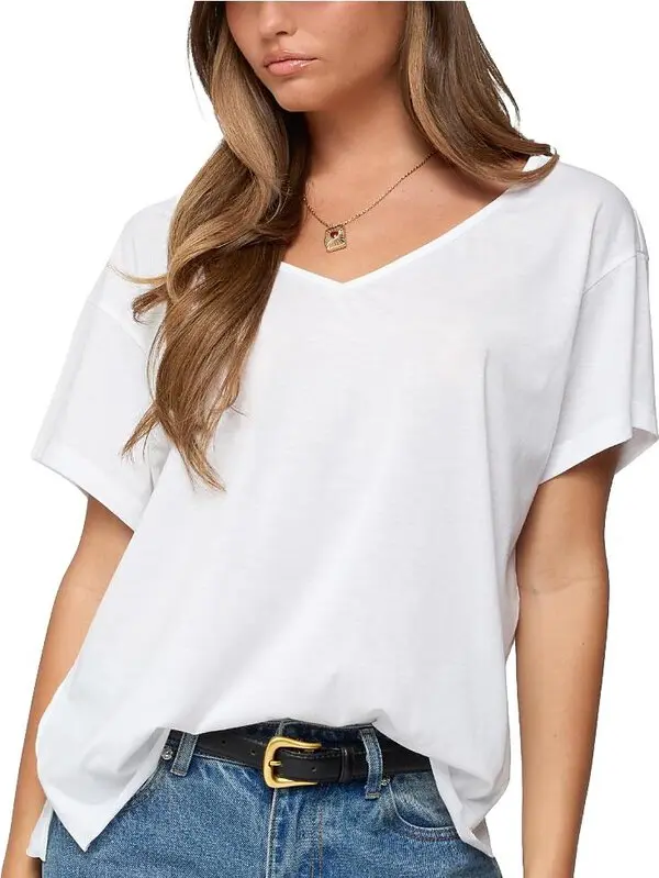 EDIKTED Sonora Oversized V-neck T-shirt - White