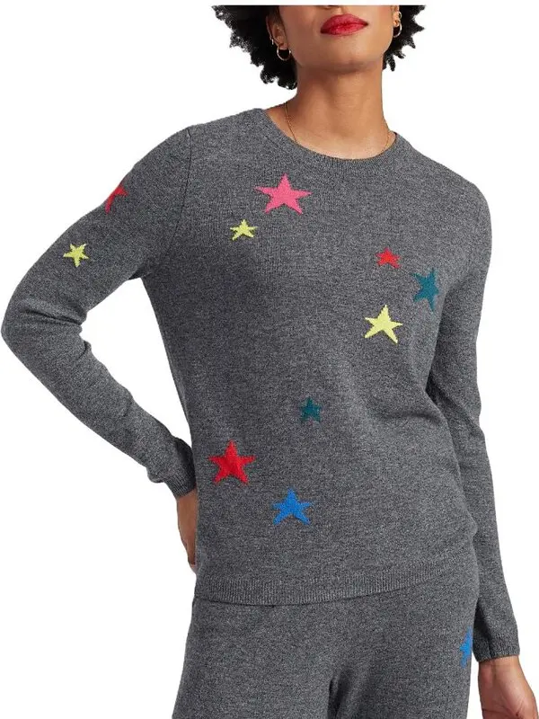 Chinti & Parker Star Intarsia Wool Cashmere Sweater - Grey
