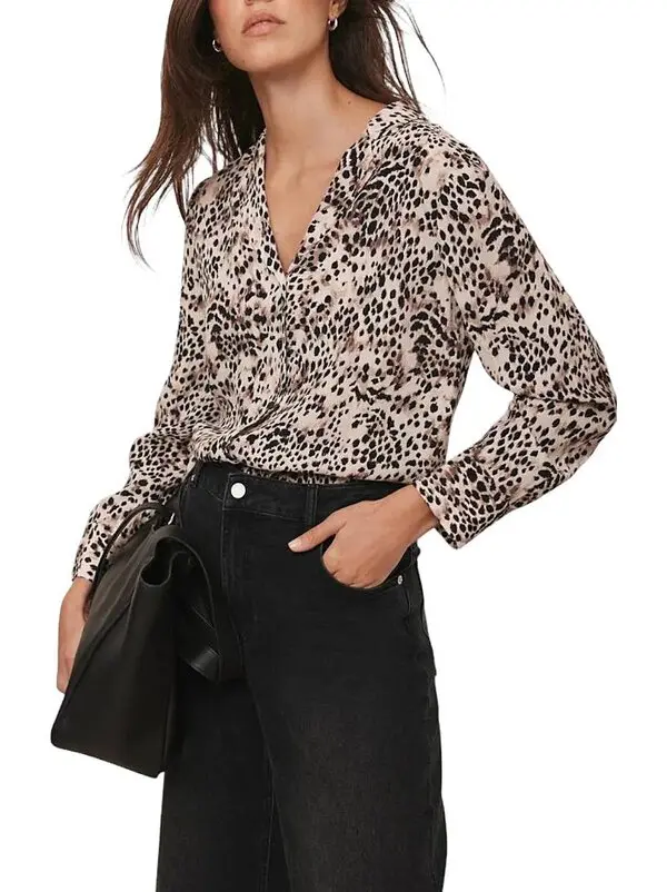 Mint Velvet Animal Print Long Sleeve Shirt - Brown