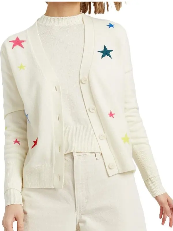 Chinti & Parker Wool Cashmere Star Cardigan - Cream