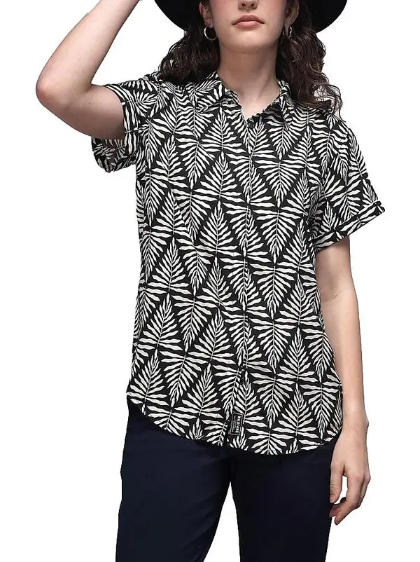 WILDFANG Empower Button-up Shirt - Fern Maze Black/white