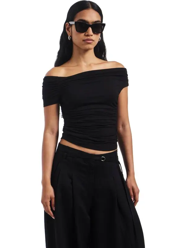 NINETY PERCENT Katie Ruched Top - Black