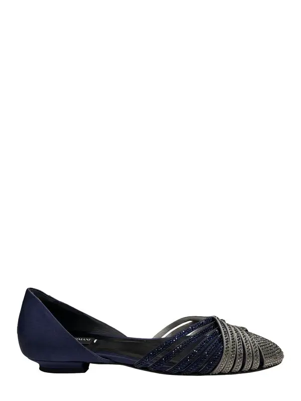 Giorgio Armani Satin And Rhinestone Ballerinas - Blue
