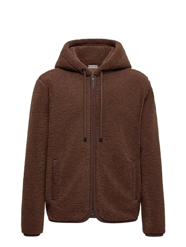 Moncler Teddy Zip-up Hoodie - Brown