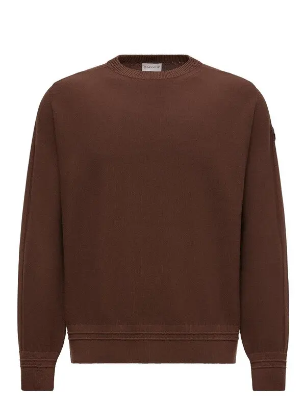 Moncler Crew Neck Wool Sweater - Beige